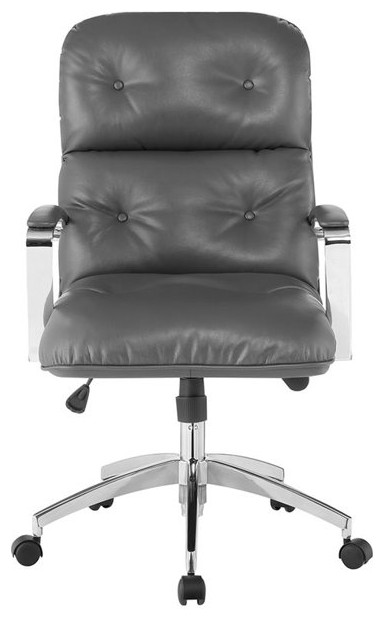 Modern Office Chair, Chrome Legs With Unique Button Tufted PU Leather ...