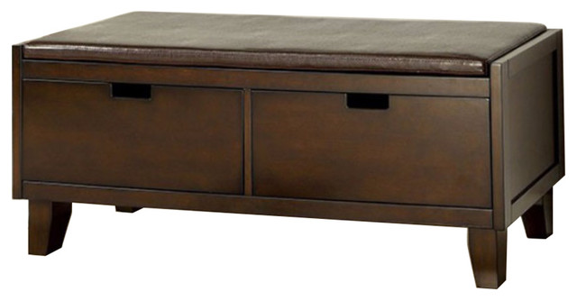 Hebron Contemporary Style Storage Bench, Walnut - Transitional - Accent ...