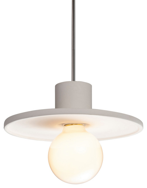 Radiance Saucer Pendant, Bisque, Brushed Nickel, Rigid Stem ...