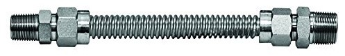 12" Flexible Gas Line Connector, 3/4"x3/4" Fittings, Uncoated Stainless ...