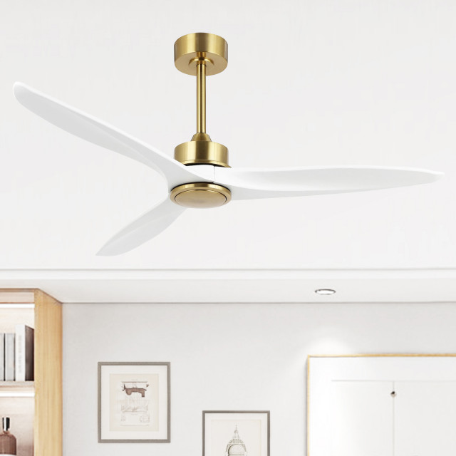 52" Solid Wood 3-Blade Propeller Ceiling Fan With Remote - Transitional ...