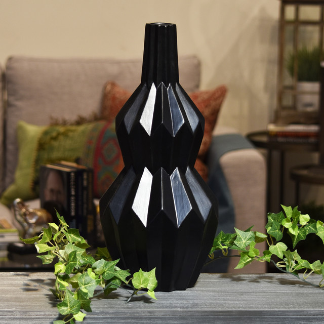 Narrow Lip Patterned Bellied Vase, Large - Transitional - Vases - by ...