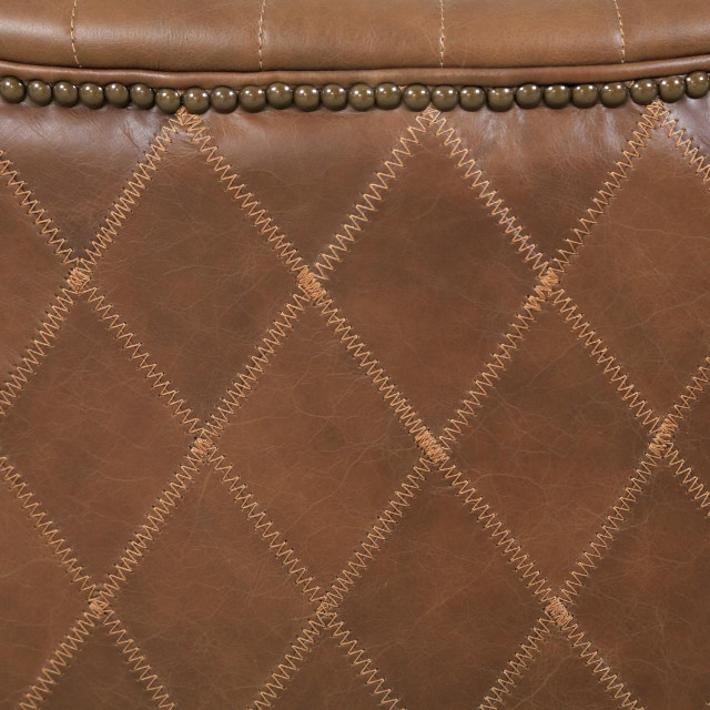 Pasargad Home Harrison Top Grain Leather Upholstered Wing Chair, Brown ...