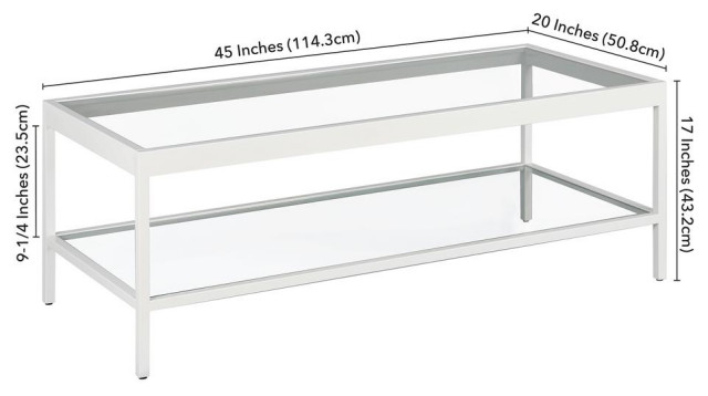Alexis 45'' Wide Rectangular Coffee Table in White - Contemporary ...