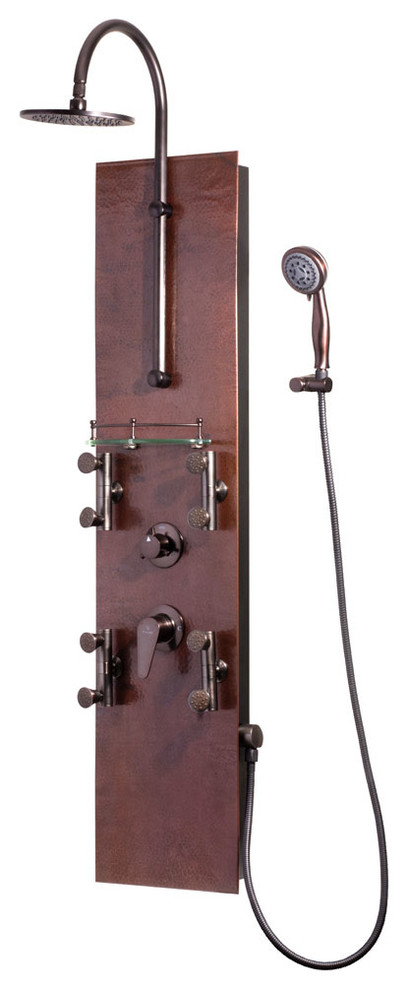 Mojave ShowerSpa Hammered Copper Shower Panel with Oil-Rubbed Bronze ...