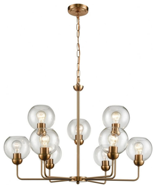 Nine Light Chandelier-Satin Gold Finish - Chandelier - 227-BEL-3369700 ...