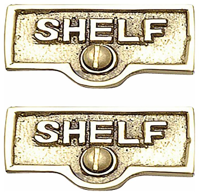 2 Switch Plate Tags SHELF Name Signs Labels Lacquered Brass ...