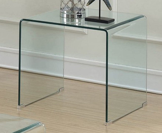 Contemporary Accent Side Table, Glass Construction With Rounded Edges ...
