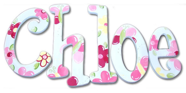 Chloe Happy Flowers Hand Painted Wall Letters - Modern - Wall Letters ...