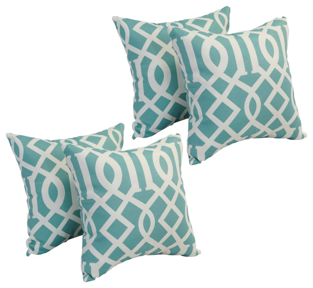 17" Square Polyester Outdoor Throw Pillows, Set of 4, Kirkwood Pool ...