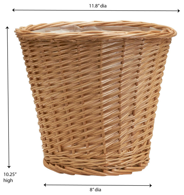 Willow Wicker Waste Basket - Tropical - Baskets - by Household ...