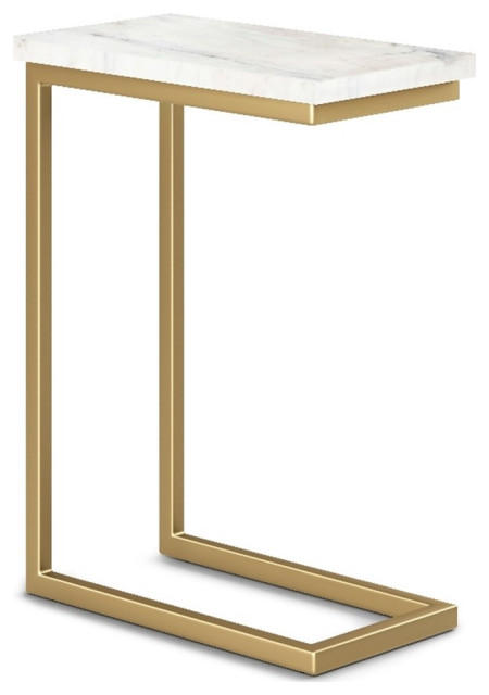 Skyler Industrial 18 inch Wide Metal C Side Table with Marble Top ...