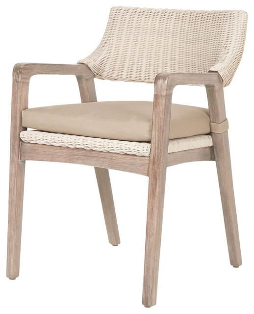 Wicker Arm Chair, White Wash Cream - Tropical - Armchairs And Accent ...