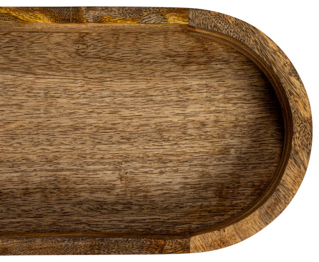 Mango Wood Footed Tray for Storage and Serving, Natural - Rustic ...