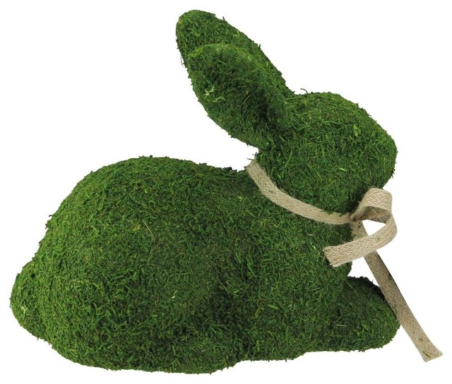 11" Green Moss Sitting Bunny Rabbit Spring Easter Figure - Modern ...