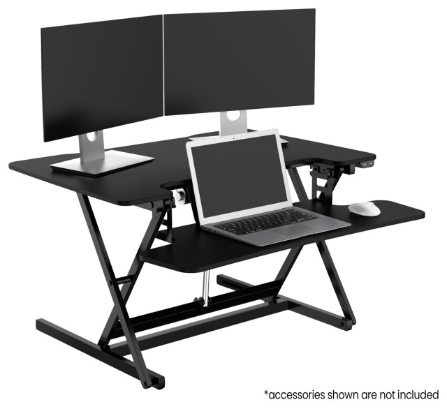 35" Wide Black Tabletop Sit or Stand Lift Desk - Contemporary - Desks ...
