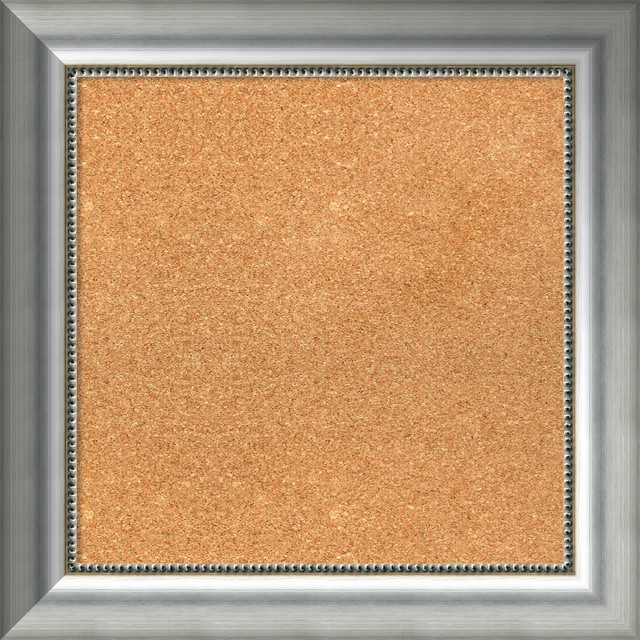 Framed Cork Board, Small-Large, Vegas Curved Silver Wood - Traditional ...