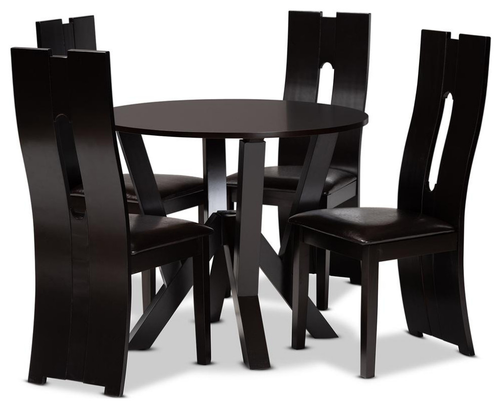 Modern and Contemporary Dark Brown Faux Leather Upholstered Dark Brown ...