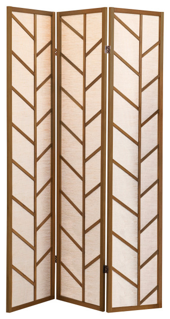 Mila Foldable 3-panel Screen Walnut and Linen - Transitional - Screens ...