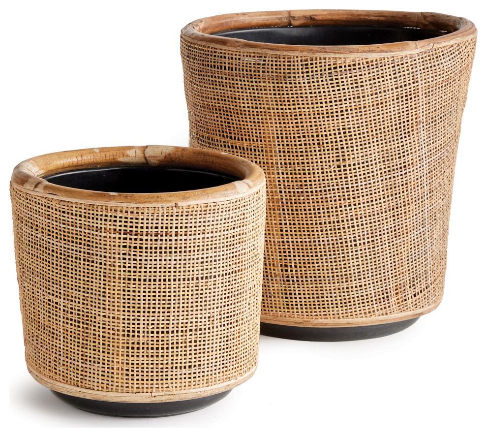 Lyla Dry Basket Planters, Set of 2 - Tropical - Indoor Pots And ...