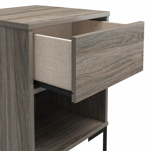 Modern Nightstand, Bottom Open Shelf & Drawer With Cut Out Pull ...