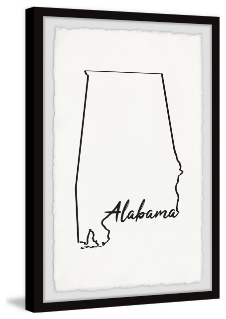 "Alabama Map Outline" Framed Painting Print, 30x45 - Contemporary ...