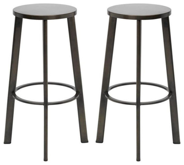 Home Square 30" Transitional Stainless Steel Seat Bar Stool in Silver ...