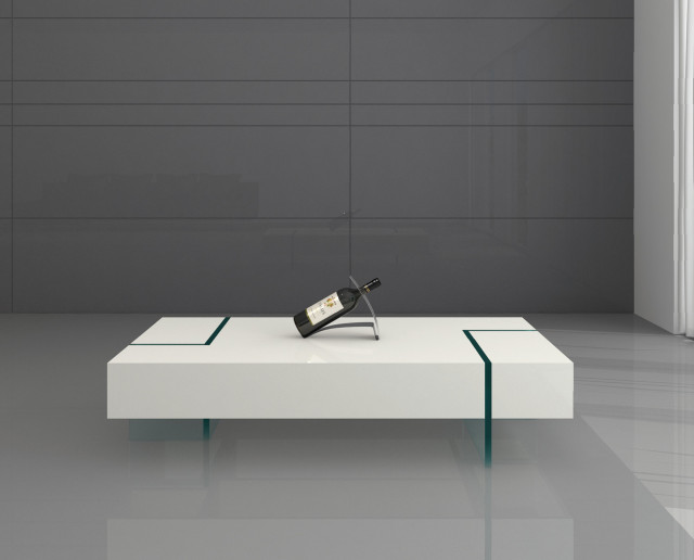 Modern Rectangular Coffee Table With 15MM Thick Glass Base, 16'' Height ...