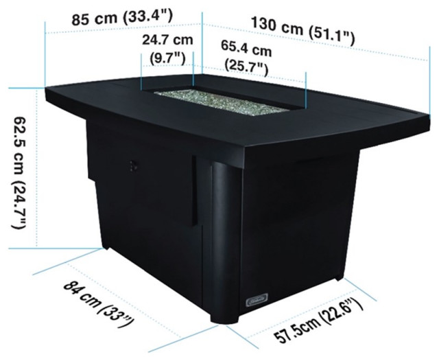 Sunbeam Edge Contemporary Aluminum Fire Table in Black Finish ...