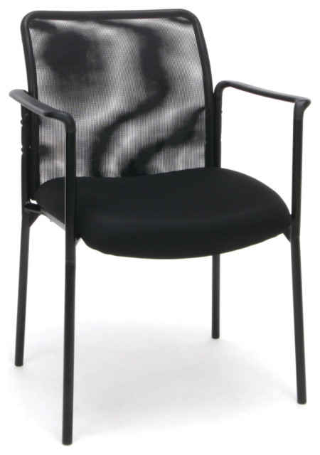 Essentials By OFM Ess-8010 Mesh Back Upholstered Side Chair With Arms ...