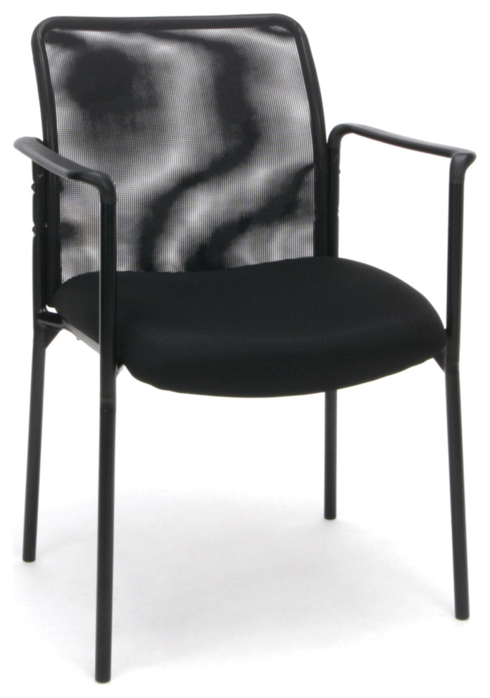 Essentials By OFM Ess-8010 Mesh Back Upholstered Side Chair With Arms ...