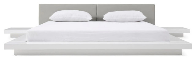 Mia White and Gray Platform Bed, Queen - Modern - Platform Beds - by ...