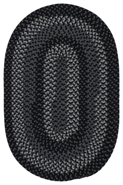 Walden Black & Charcoal 12' Round, Round, Braided Rug - Contemporary ...