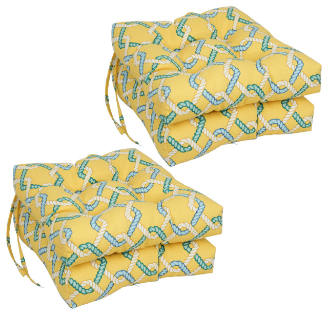 16" Polyester Outdoor Square Tufted Chair Cushions, Set of 4, Capecod ...