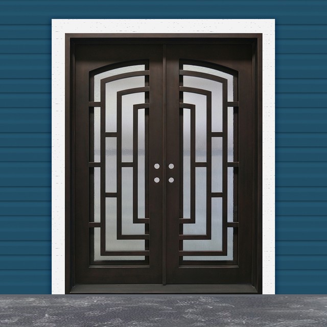 Square Top Modern Dual Door With Frame and Threshold 40"x96", Matte ...