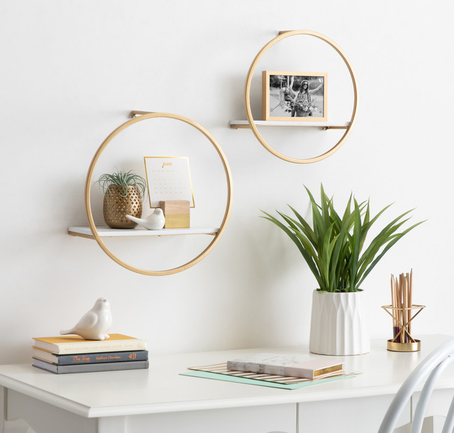 Wicks Round Floating Wall Shelf, 2 Piece - Contemporary - Display And ...