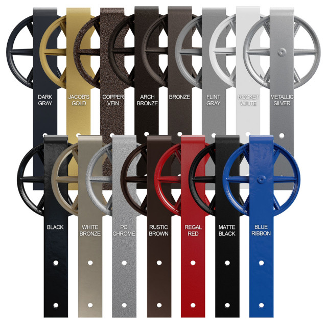 Premium Wagon Wheel Strap Barn Door Hardware Set, Track Length: 60 ...