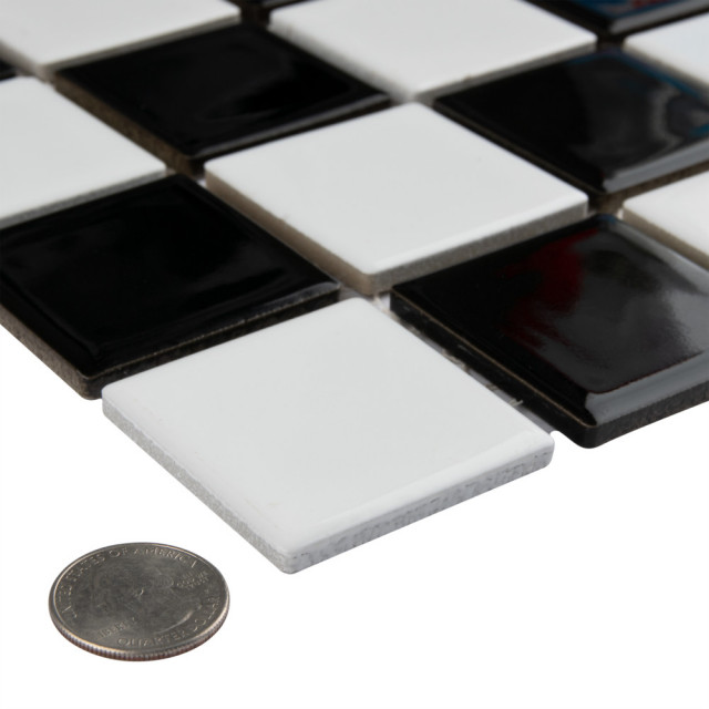 Squire Quad Glossy Checkerboard Porcelain Floor and Wall Tile ...