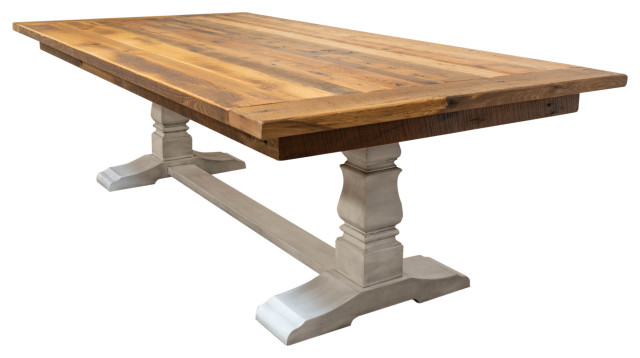 Avon Reclaimed Barnwood Dining Table, Trestle Base, 48x72 - Rustic ...