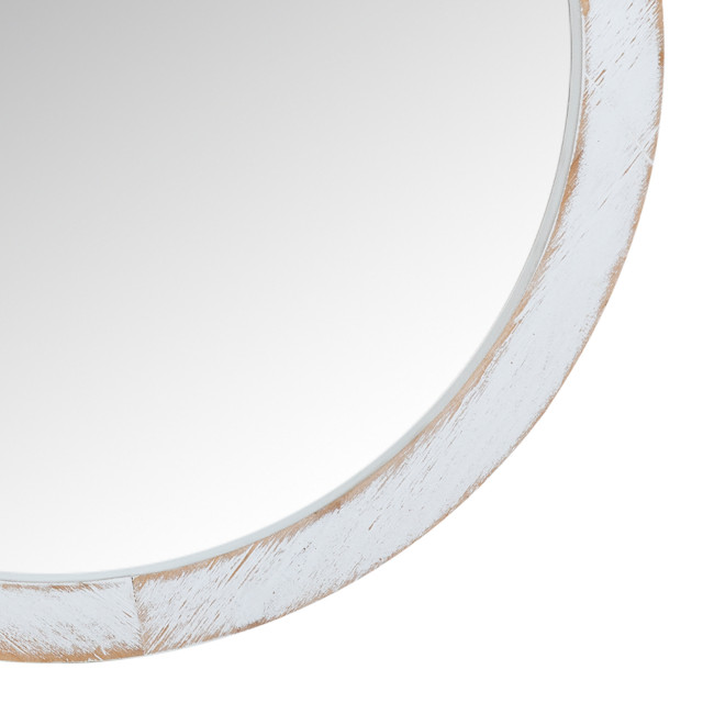 Modern Farmhouse Rustic White Wash Round Wall Mirror - Farmhouse - Wall ...