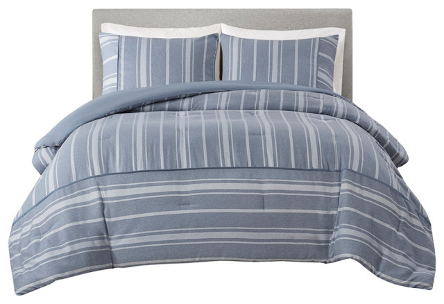Beautyrest Kent 3 Piece Striped Herringbone Oversized Comforter Set ...