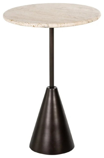 Travertine Pedestal Side Table, OROA Avalon - Transitional - Side ...