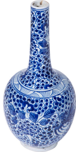 Traditional Long Neck Vase With Phoenix Design, Small - Asian - Vases ...