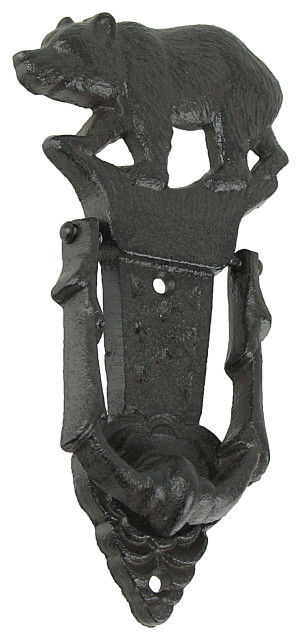 Rustic Black Cast Iron Walking Bear Decorative Door Knocker Outdoor ...