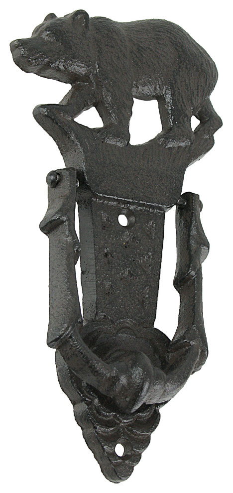 Rustic Black Cast Iron Walking Bear Decorative Door Knocker Outdoor ...