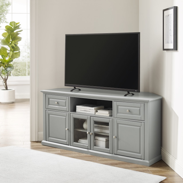 60" Corner Tv Stand Gray - Transitional - Entertainment Centers And Tv ...
