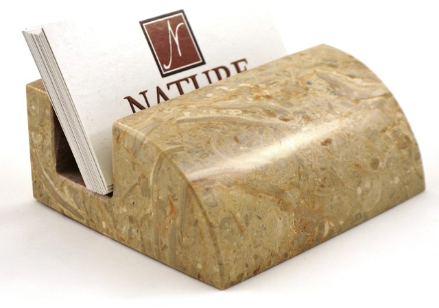 Business Card Holder, Trevera Marble - Contemporary - Desk Accessories ...