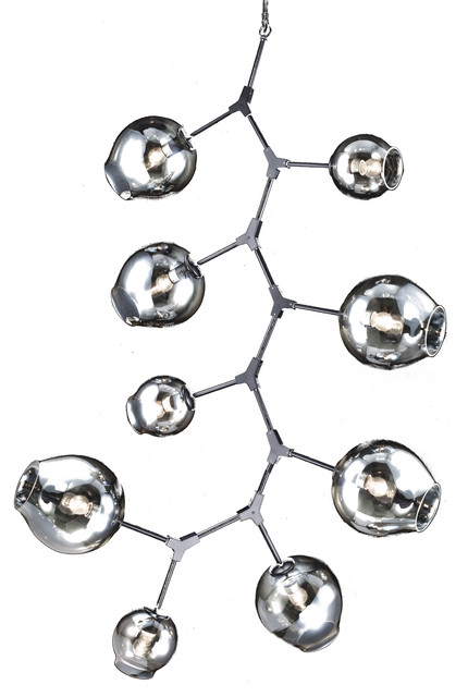 70" Height Gold Metal Chandelier With Amber Glass Shades - Midcentury ...