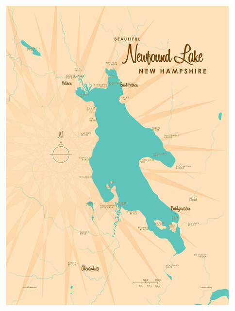 Lakebound Newfound Lake New Hampshire Map Art Print, 9"x12 ...