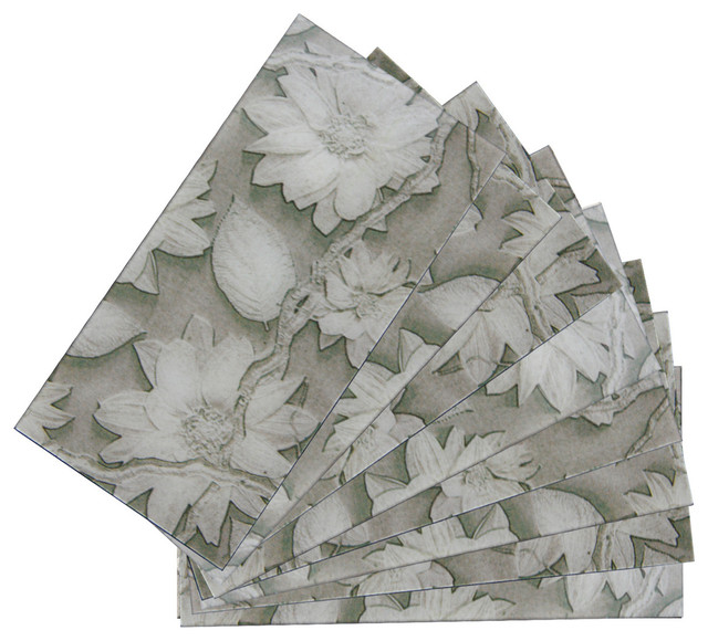 3"x6"x2mm SkinnyTile Peel&Stick Glass Skin Wall Tile, Set of 48 ...